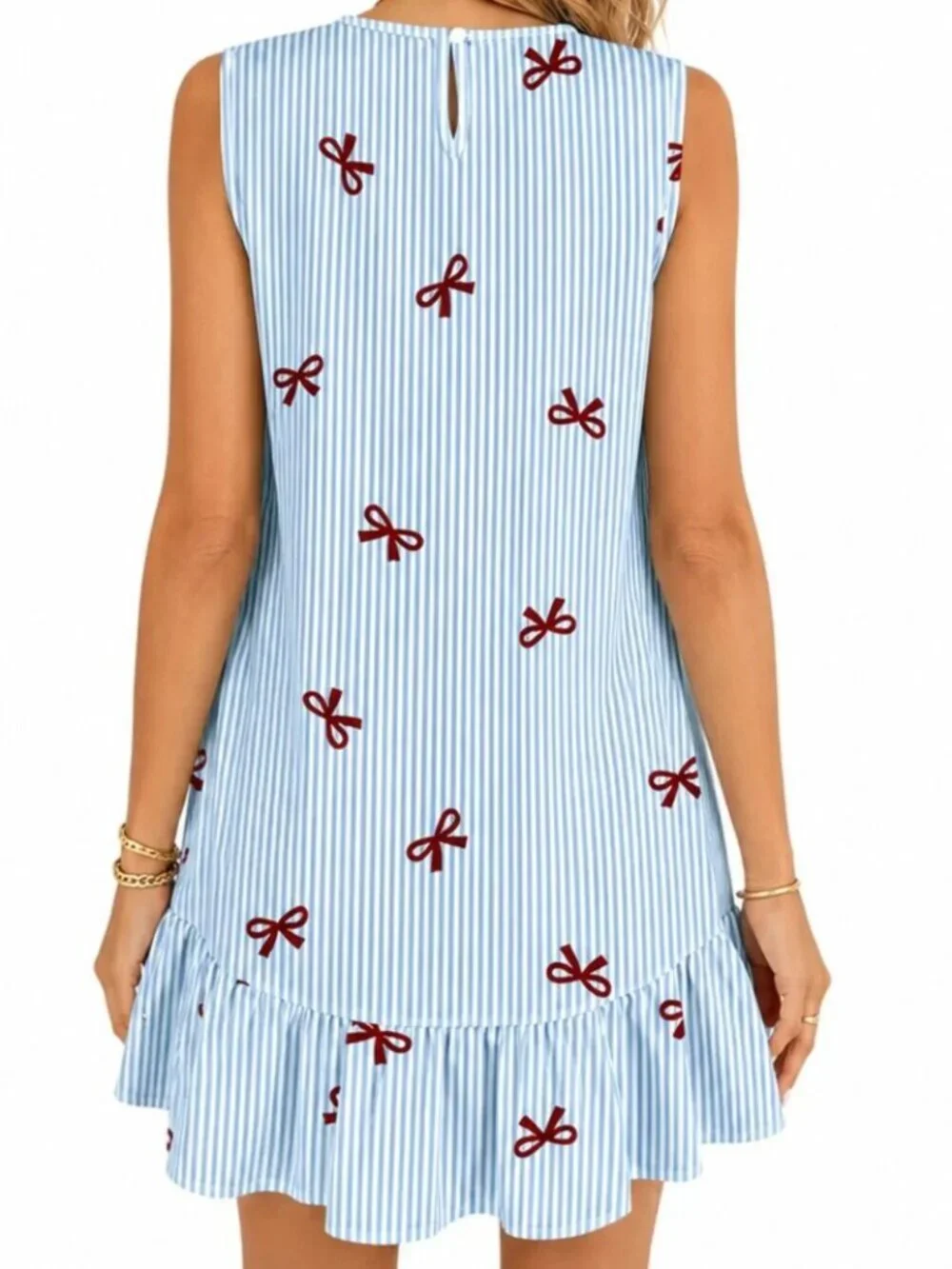 Dresses | Mini Bows Drop Waist Baby Blue Sleeveless Dress | Poshmark